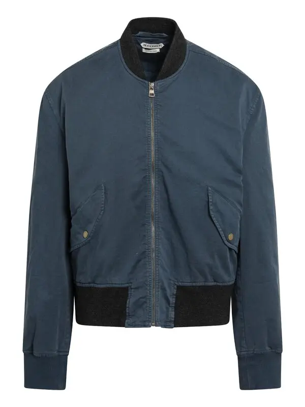 JW Anderson Cotton Vintage Finish Bomber Jacket - Blue