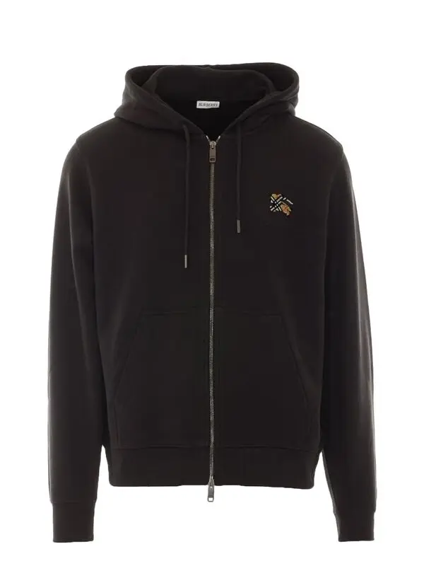 Burberry Check Knight Stamp Hoodie - Black