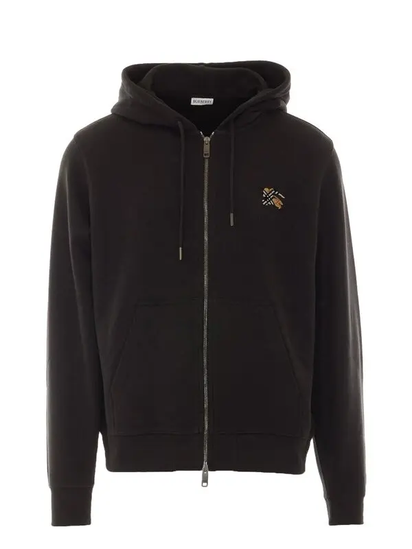 Burberry Check Knight Stamp Hoodie - Black