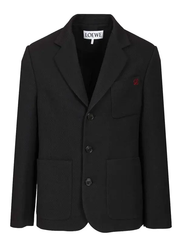 Loewe Wool Cavalry Twill Single-breasted Blazer - Blue