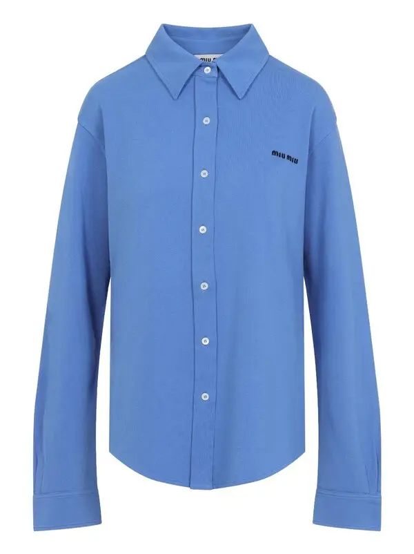 Miu Miu Cotton Piquet Shirt - Blue