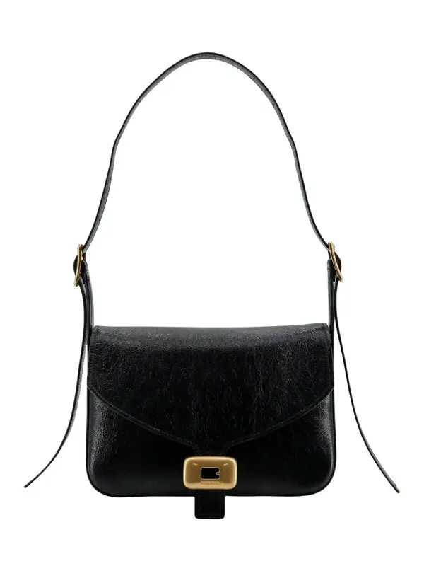 Balenciaga Clicca Arena Leather Medium Shoulder Bag - Black