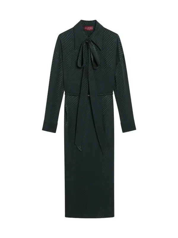 Gucci Gg Jacquard Silk Wrap Dress - Green