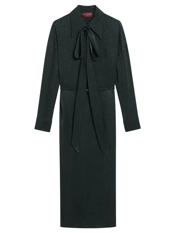 Gucci Gg Jacquard Silk Wrap Dress - Green