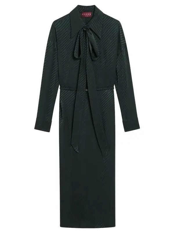 Gucci Gg Jacquard Silk Wrap Dress - Green
