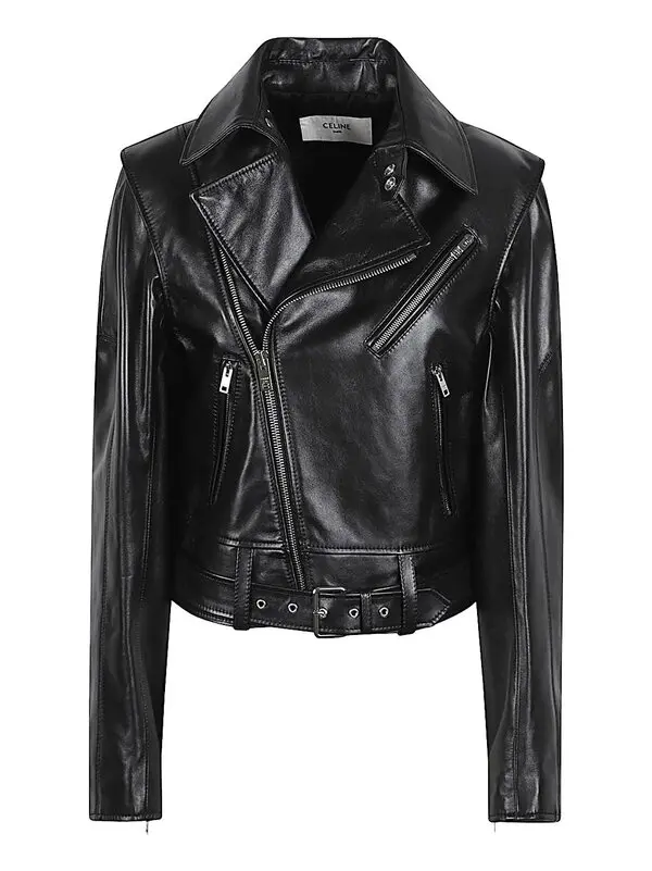 Celine Leather Biker Jacket - Multicolor