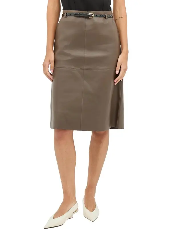 TOTEME Double Leather Skirt - Brown