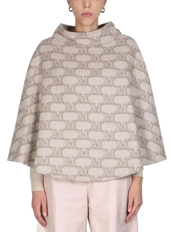 Max Mara Jacquard High Neck Cape Dorina - Cream