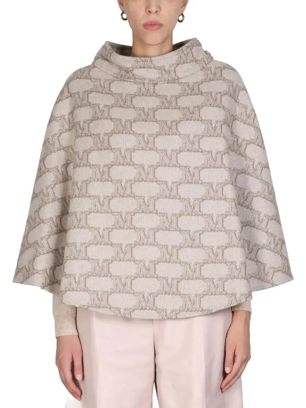 Max Mara Dorina Jacquard High Neck Cape - Cream