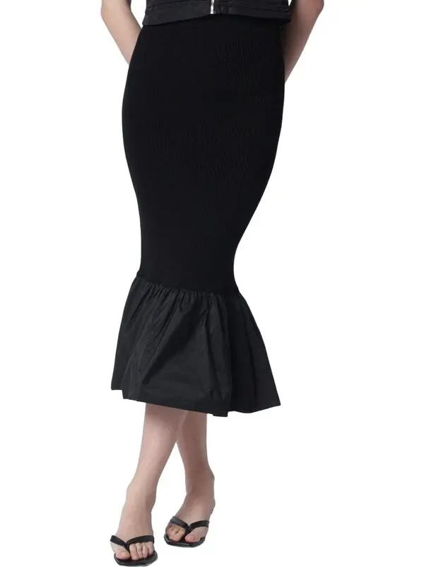PATOU Faille Ruffle Hem Skirt - Black