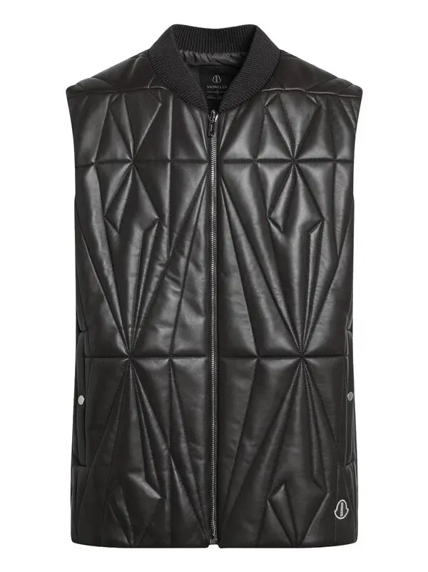 Moncler Rick Owens Faux Leather Zip-up Vest - Brown