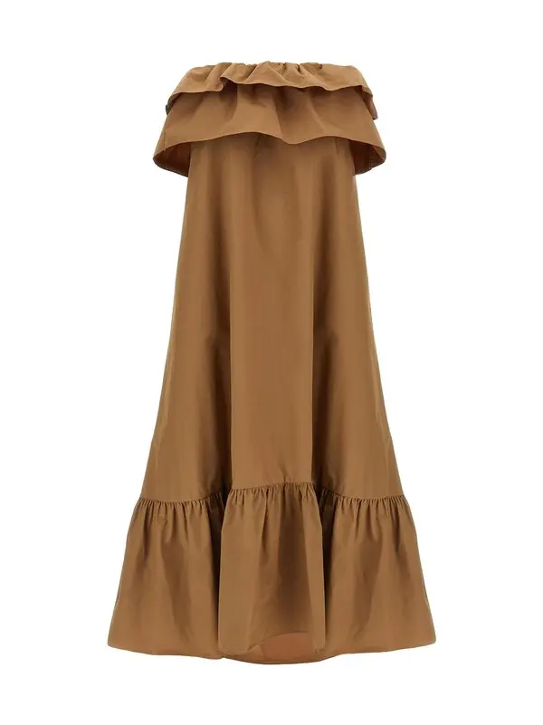 Saint Laurent Cotton Saia Midi Dress - Brown