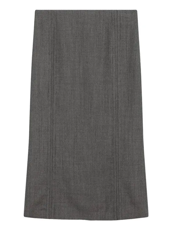 MAISON MARGIELA And Beige Patterned Wool Midi Skirt - Brown