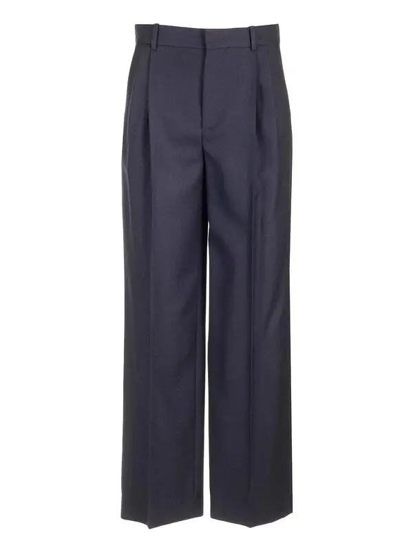 Loewe Mid-rise Pleated Straight Leg Trousers - Blue
