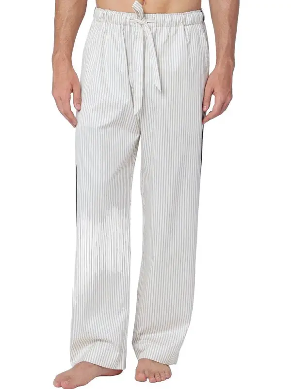 TEKLA Brown And White Striped Pyjama Trousers - Black