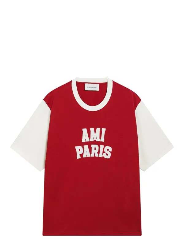 AMI Paris Ruby T-shirt With Logo Embroidery - Red
