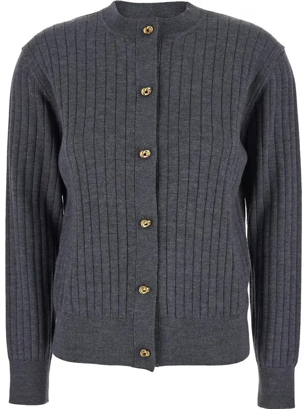 Bottega Veneta Wool Ribbed Knit Cardigan - Multicolor