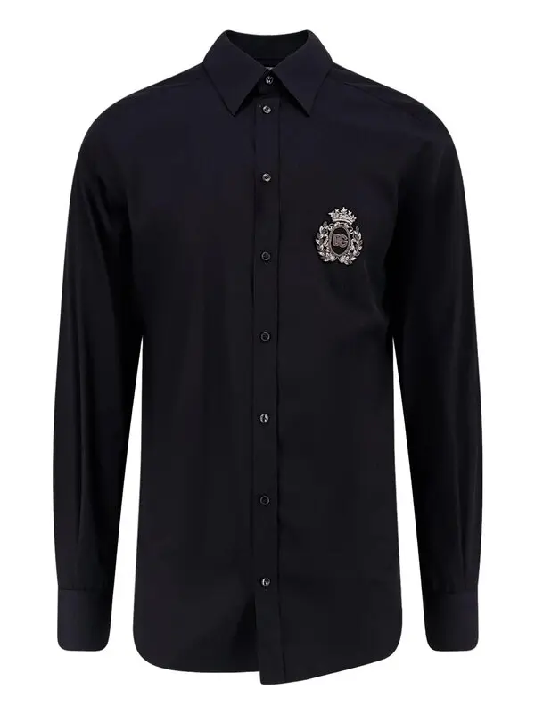 Dolce & Gabbana Cotton Shirt With Iconic Logo On The Front - Multicolor