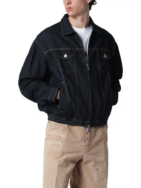 Dsquared2 Navy Zip-up Denim Jacket - Blue