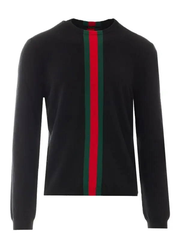 Gucci Web Intarsia Cashmere Sweater - Black