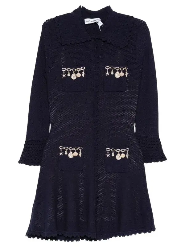 SELF-PORTRAIT Charm Detail Pointelle Knit Mini Dress - Multicolor