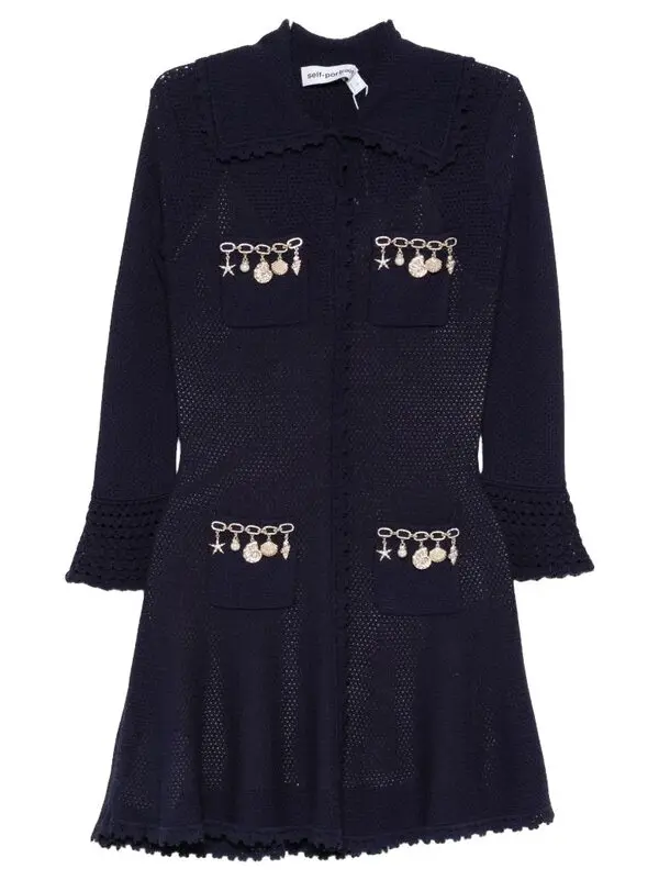 SELF-PORTRAIT Charm Detail Pointelle Knit Mini Dress - Multicolor