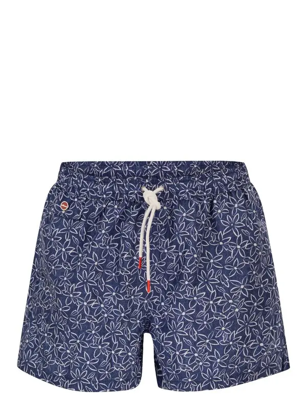 Kiton Short Patterned Swim Boxers - Blue