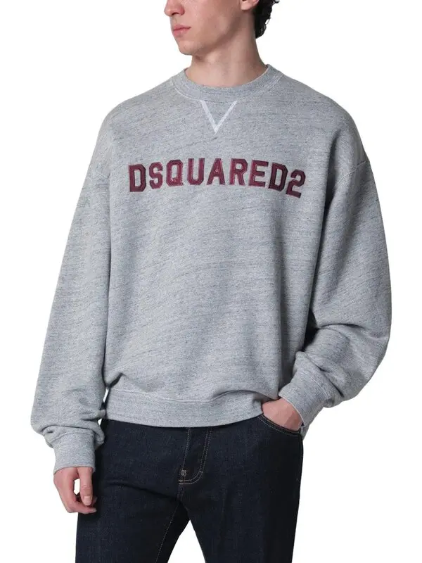 Dsquared2 Grey Melange Sweatshirt With Logo Embroidery - Gray