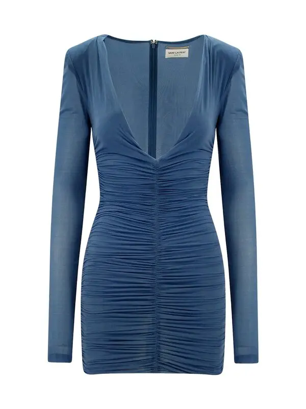 Saint Laurent Draped Fabric Dress - Multicolor