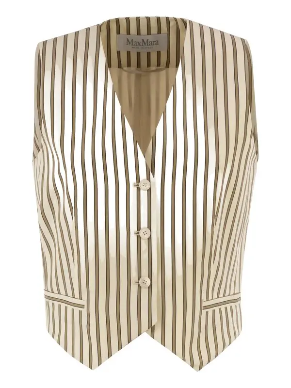 Max Mara Striped Cotton And Silk Waistcoat - Cream