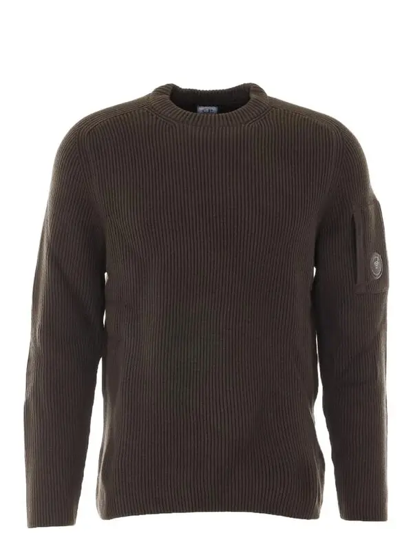 C.P. COMPANY Ribbed Lens Sweater - Brown