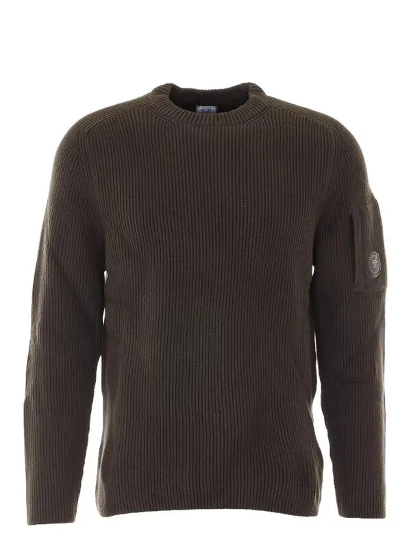 C.P. COMPANY Ribbed Lens Sweater - Brown