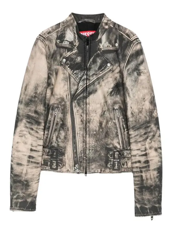 DIESEL® Leather Biker Jacket - Cream