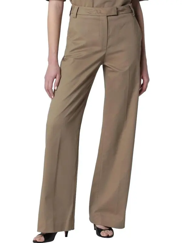 THELATEST Cognac Cotton Palazzo Trousers - Brown