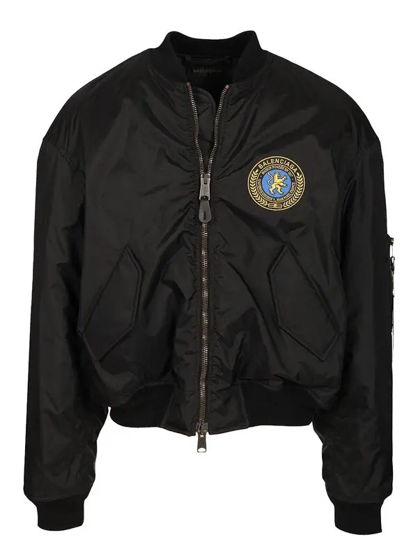 Balenciaga Nylon Bomber Jacket - Black
