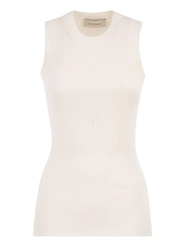 Sportmax Cotton Ribbed Knit Vest - White