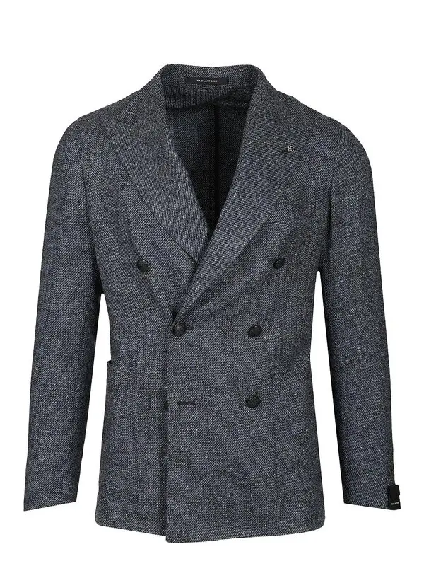 Tagliatore Double-breasted Wool And Silk Blazer - Blue