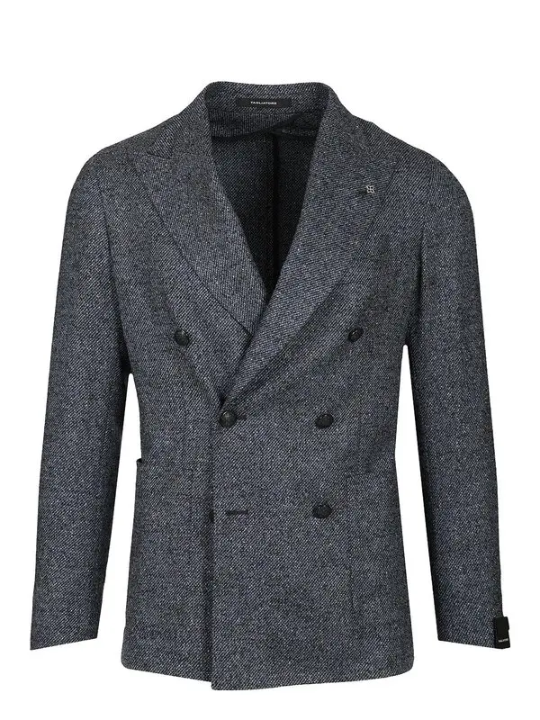 Tagliatore Double-breasted Wool And Silk Blazer - Blue