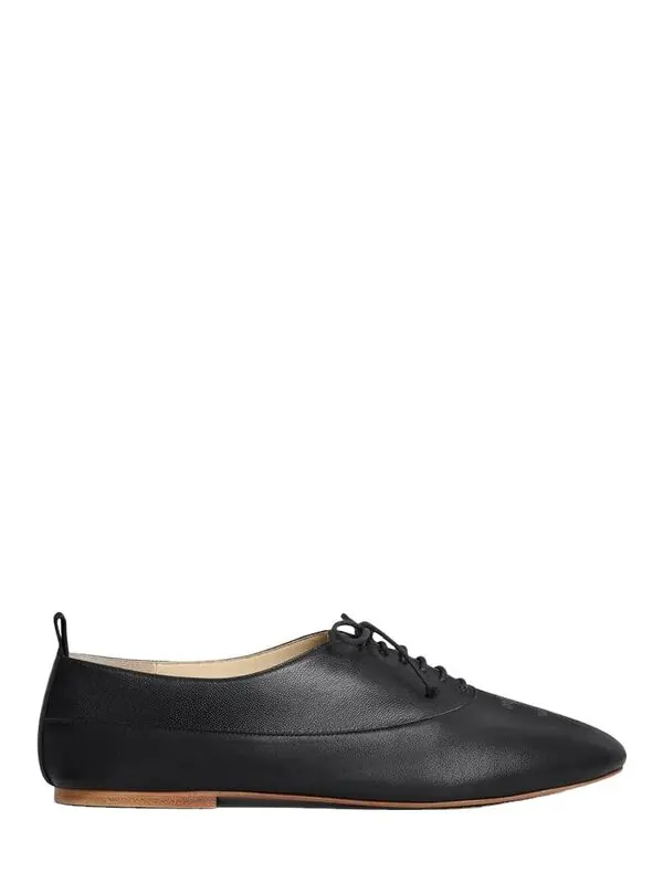 Celine Lise With Perforated Detail Triomphe Richelieu In Leather - Black