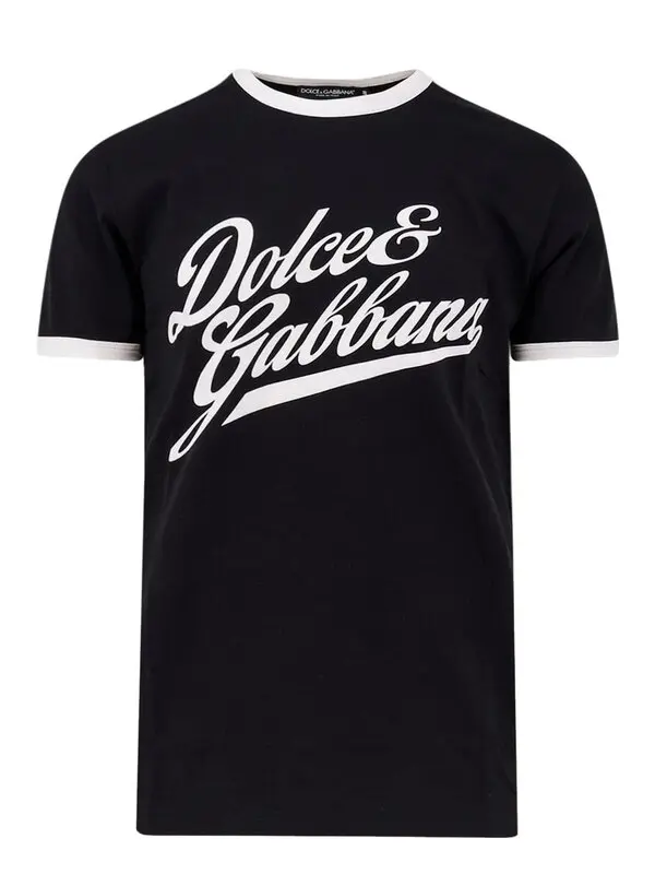 Dolce & Gabbana Cotton T-shirt With Flocked Logo Print - Multicolor