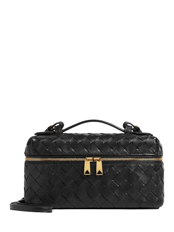 Bottega Veneta Intrecciato Leather Beauty Case - Black