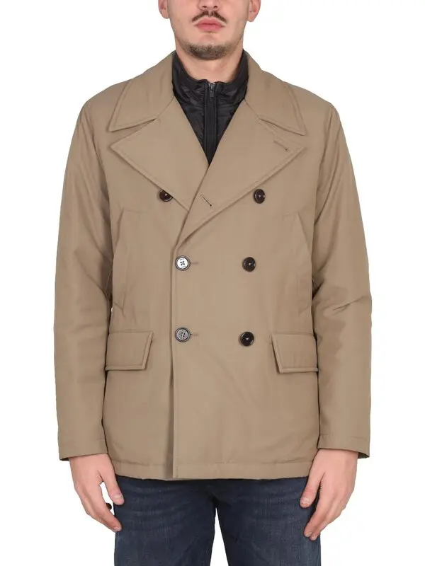 FAY Double Front Pea Coat - Cream