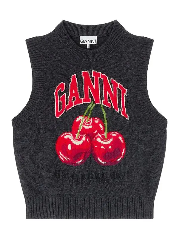 GANNI Grey Tops Vests & Tank Tops - Gray