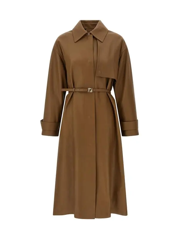 Fendi Nappa Trench Coat - Brown