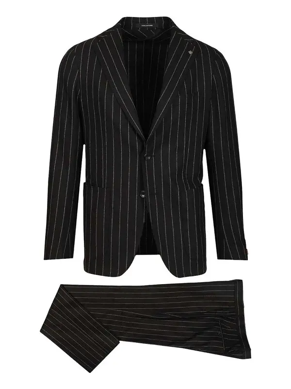 Tagliatore Montecarlo Pinstriped Suit - Black
