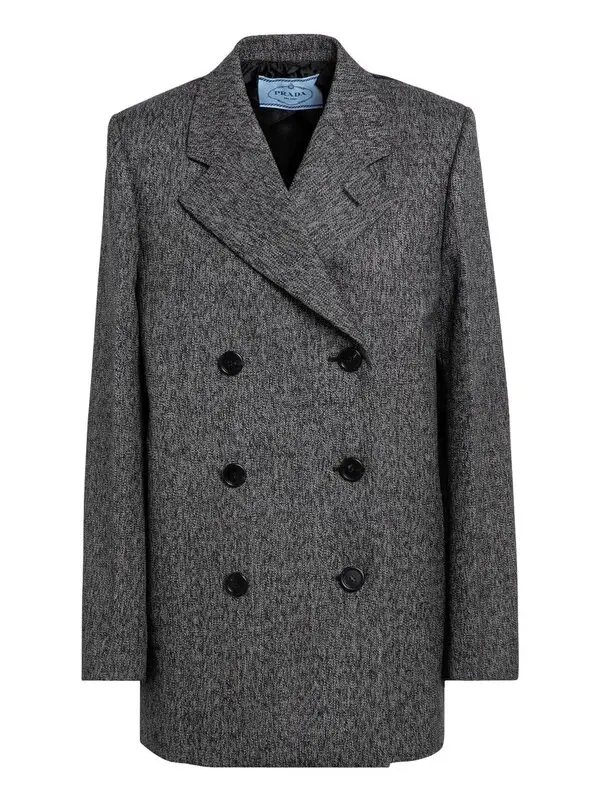 Prada Double-breasted Prince Of Wales Jacket - Black