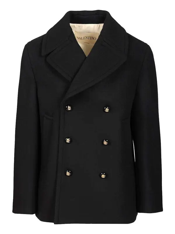 Valentino Garavani Wool Pea Coat - Blue