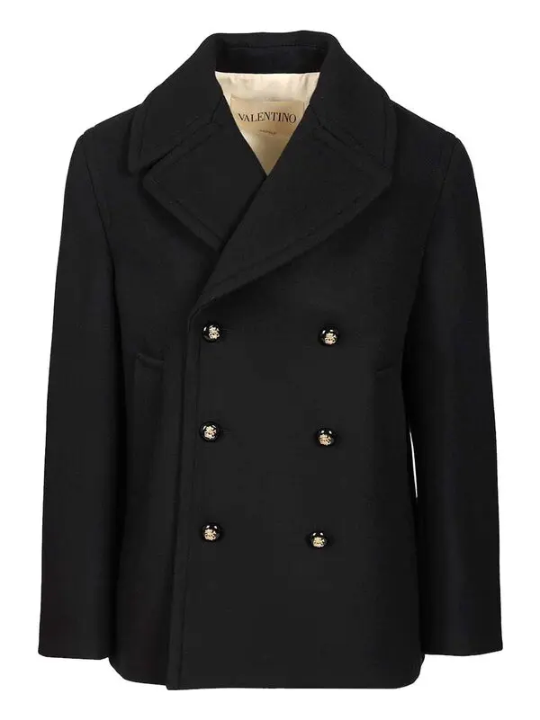 Valentino Garavani Wool Pea Coat - Blue