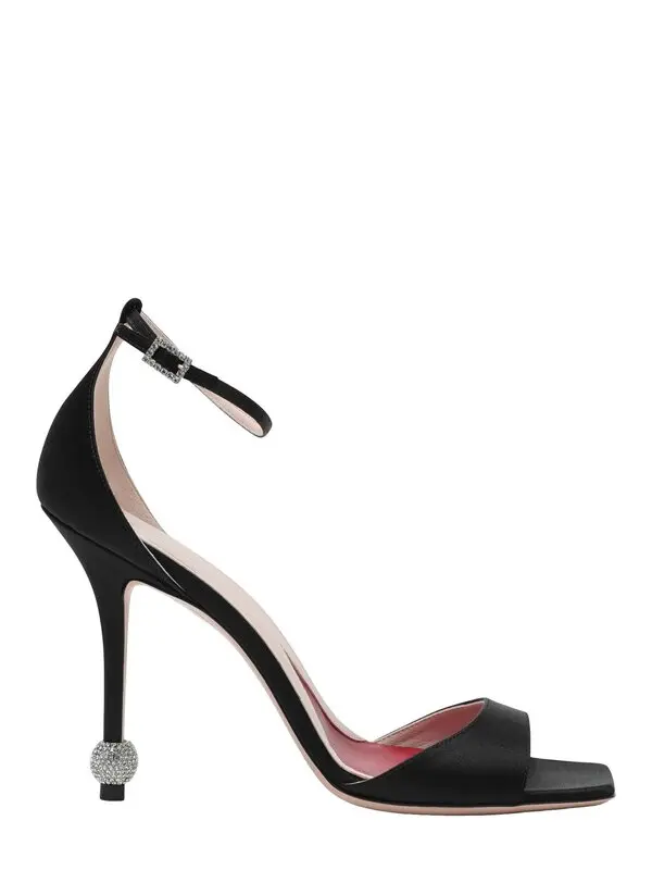 ROGER VIVIER Silk Satin Crystal-embellished High Heel Sandals - Black