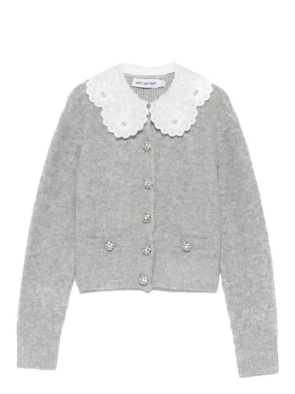 SELF-PORTRAIT Grey Knitwear Cardigans - Gray